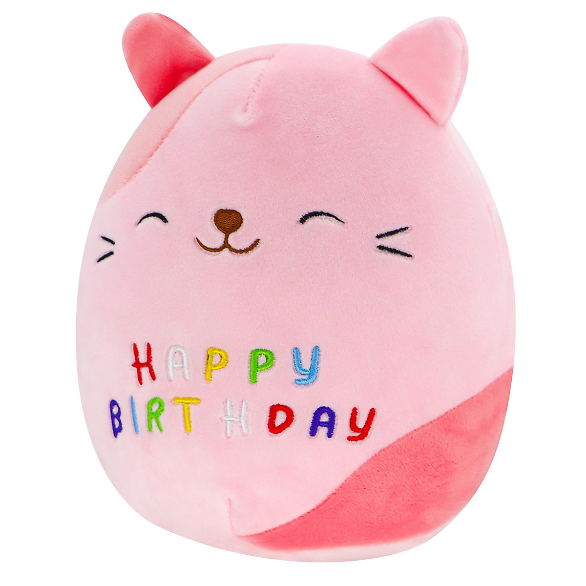 FAFVBING 9 inch Birthday Plush Pillow, Soft Plush Toy, Cute Pink Stuffed Animal, Home Room Decoration, Birthday Gift for Kids Toddlers (Pink Cat)