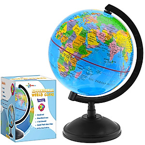 Little Chubby One 7-inch Globe - Educational and Decorative Piece - Assorted Markers for Coloring Spinning Globe Ideal for Learning Geography and Perfect Decor for Kids Room