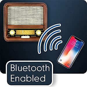 Fuse RAD-V1 Vintage Wood Retro Radio | AM/FM Radio Speaker with Bluetooth & AUX Input | Mid Century Modern Style | Real Handcrafted Ashtree Wood Exterior