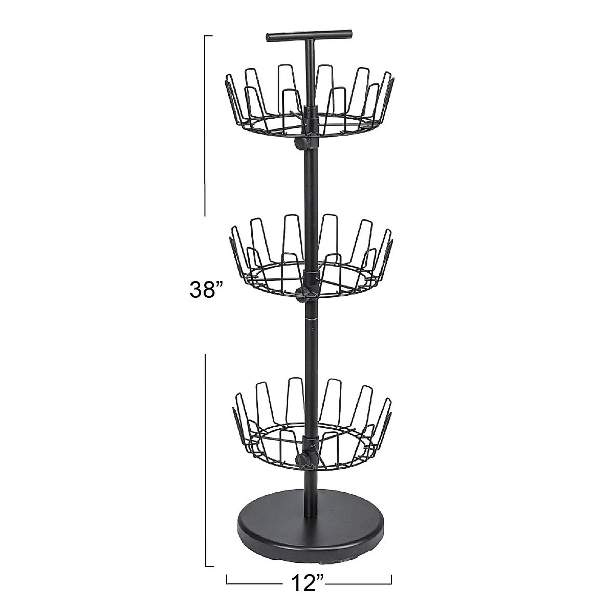 Household Essentials 3-Tier Shoe Storage Tree, Matte Black