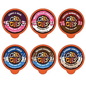 Crazy Cups Blueberry Coffee Pods Variety Pack, Magic Berries Flavored Hot or Iced Coffee Pods, Single Serve Recyclable Pods Compatible With Keurig K Cup Brewers, 24 Count