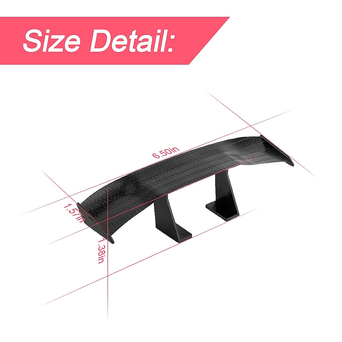 3PCs Car Mini Spoiler Wing, 6.7 Inch Universal Tail Wing Mini Carbon Fiber Texture Cool Decoration, Auto Exterior Accessories for Men Women (Black)