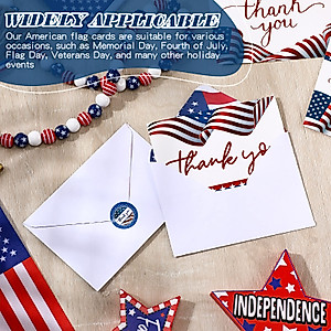 Harloon 600 Pcs Patriotic Thank You Cards with Envelopes 200 American Flag Notecards 200 Envelopes 200 Stickers for Military Veterans Memorial Day Party Favor 4 x 6 Inch