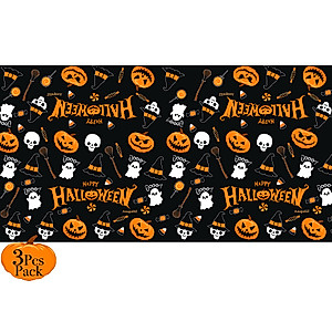 AnapoliZ Halloween Plastic Tablecloth | 3 Pcs Pack (54” Inch Wide x 102” Inch Long) | Halloween Rectangular Table Cover | Pumpkin, Witches Table Decoration | Halloween Party Decorations Tablecover