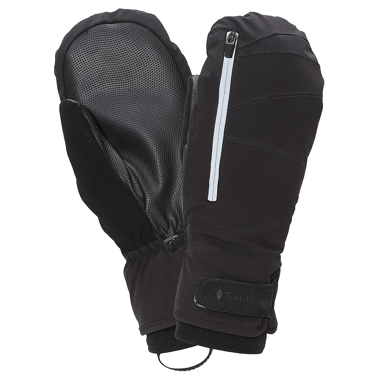 TrailHeads Men’s Convertible Zip Mitts | winter running mittens | thermal mittens for cold weather | men’s mittens for outdoor sports - black - medium/large