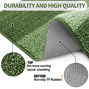 Kitinjoy Indoor Outdoor Door Mat, 32x20 Non-Slip Absorbent Dirt Trapper, Low-Profile Washable Inside Entrance Front Floor Mat, Sturdy Soft Entry Doormats for Entryway, Green