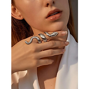 Silver Snake Ring Set Silver Snake Rings for Women Serpent Ring Adjustable Vintage Rings Punk Goth Rings Gold Snake Silver Ring Set Snake Jewelry