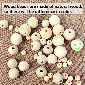 950pcs Wooden Beads for Crafts 7 Sizes Unfinished Natural Wood Beads Wooden Beads Bulk 6mm, 8mm, 10mm, 12mm, 14mm, 16mm, 20mm Beads for Garland Macrame Jewelry Making DIY Farmhouse Decor