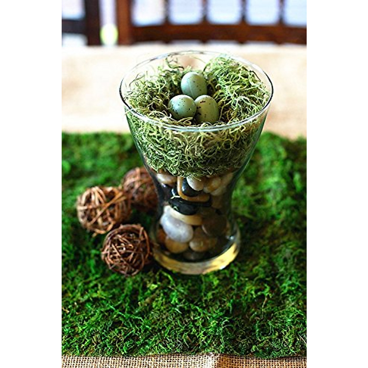 Byher Dried Moss Table Runner for Party Garden Decoration, Dark Green 30cm X 180cm ( 12" x 71" )