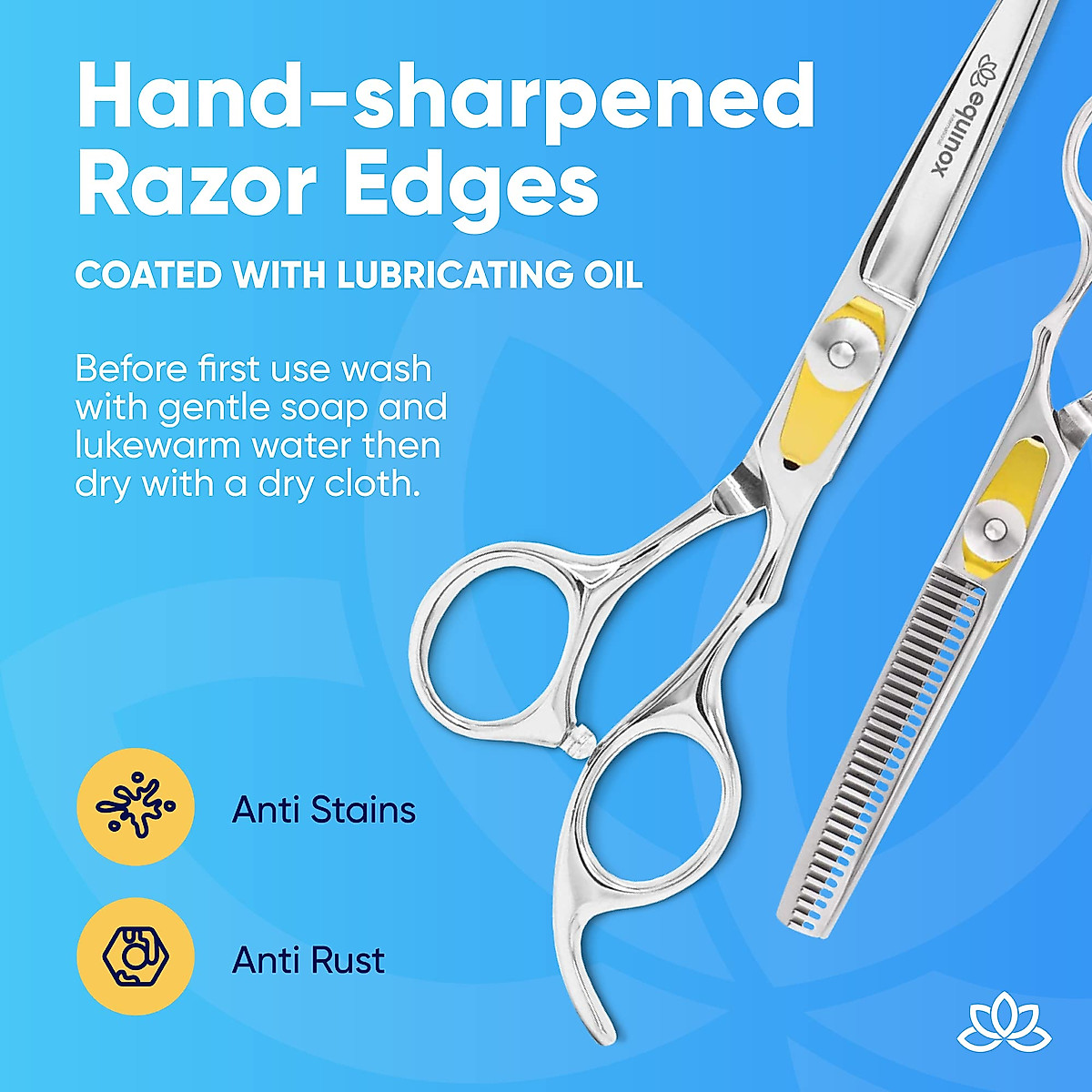 Equinox Professional Hair Scissors Set - Includes Barber Scissors & Thinning Shears for Hair Cutting & Grooming, Premium Japanese Stainless Steel Hair Cutting Scissors, Barber Accessories & Hair Tools