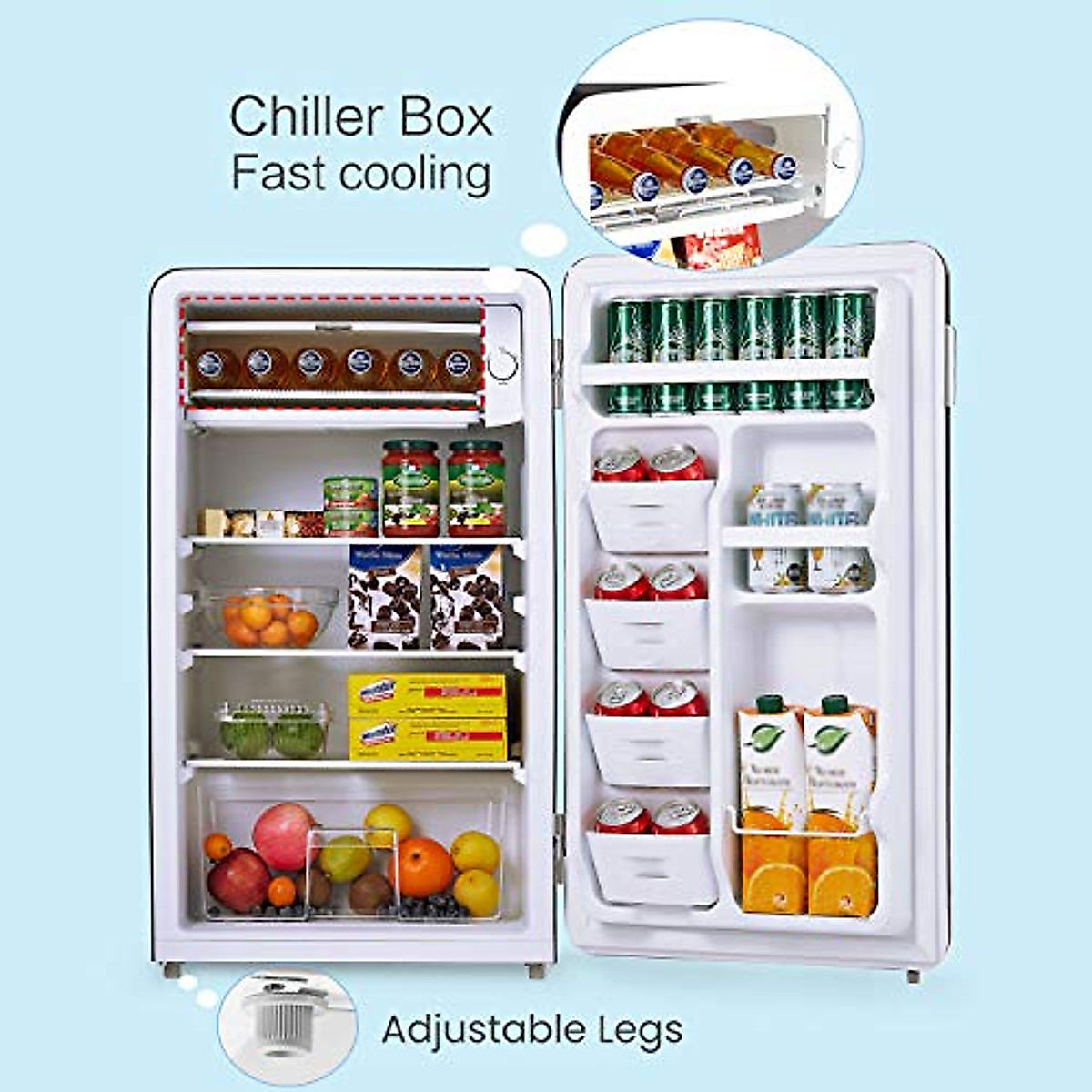 COMFEE 3.3 Cubic Feet Solo Series Retro Refrigerator Sleek Appearance HIPS Interior, Energy Saving, Adjustable Legs, Temperature Thermostat Dial, Removable Shelf, Perfect for Home/Dorm/Garage [Black]