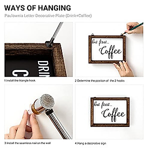Mkono 1 Pcs Coffee Signs Decor Farmhouse Coffee Table Decor 2 Sides with Different Sayings Rustic Wood Coffee Sign, Office Home Bar Wall Table Decor