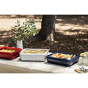 Fancy Panz Classic, dress up & protect your foil pan. Half size foil pan & serving spoon included. Made in USA. For use with hot or cold food (White)