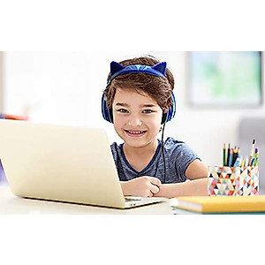 PJ Masks Catboy Kids Headphones, Adjustable Headband, Stereo Sound, 3.5Mm Jack, Wired Headphones for Kids, Tangle-Free, Volume Control, Childrens Headphones Over Ear for School Home, Travel