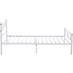 White Twin Bed Frames with Headboard Storage for Girls Boys Adults, Metal Twin Size Platform Bed Frame no Box Spring Needed, Mattress Foundation with Steel Slats Support, Noise Free, Anti-Slip