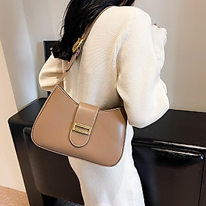 Sanxiner Classic Shoulder Bag,Retro Small Purse,Tote Bag for Women with Zipper Closure (1-Khaki)