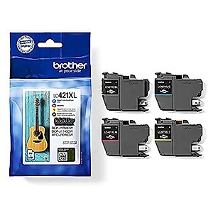 Brother LC-421XLBK/LC-421XLC/LC-421XLM/LC-421XLY Inkjet Cartridges, Black/Cyan/Magenta/Yellow, Multi-Pack, High Yield, Includes 4 x Inkjet Cartridges, Genuine Supplies