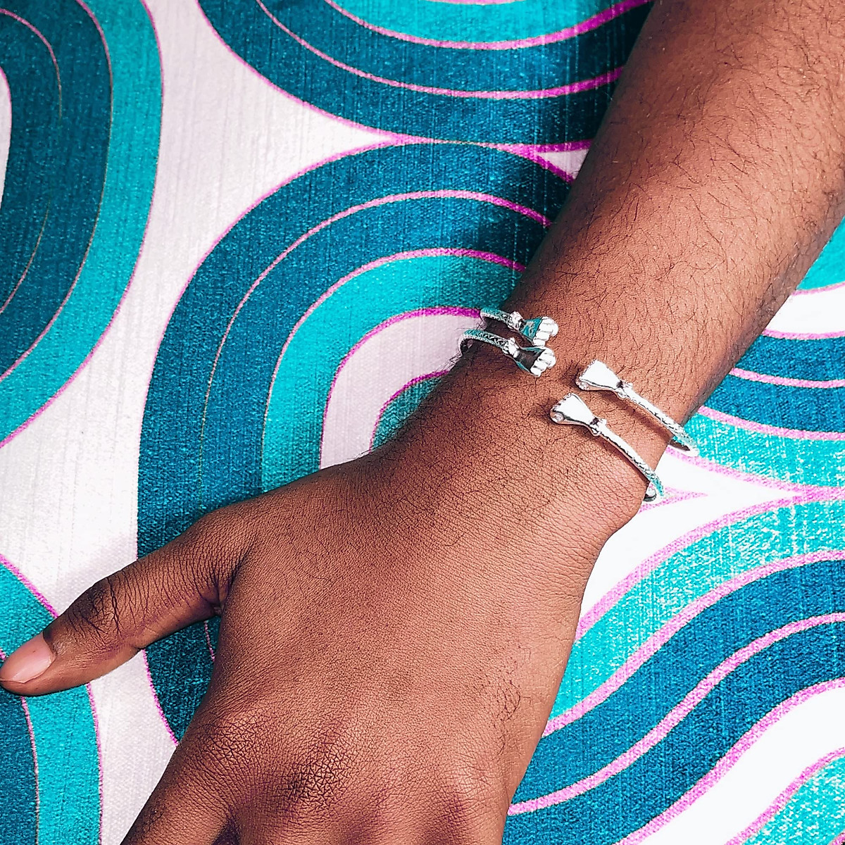 Better Jewelry Fist .925 Sterling Silver West Indian Bangles, 1 pair, Made in the Usa