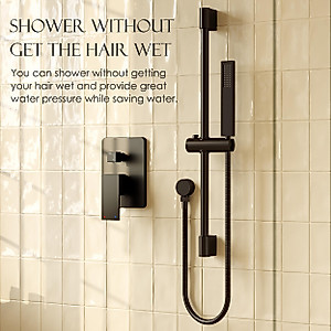 ESNBIA Black Shower System, Slide Bar Shower Faucet Set with 10 Inches Rain Shower Head and Handheld Spray Combo, Shower Faucet with Valve, Wall Mounted High Pressure Shower Head Set
