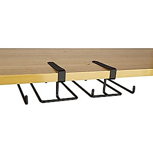 Bafvt Wine Glass And Mug Holder - Stemware Rack Under Cabinet - 304 Stainless Steel Hanger Storage Shelf, Fit for The Cabinet 0.8“ or Less (Black, 18cm-3 Rows)