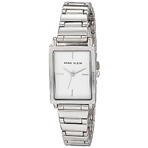 Anne Klein Women's Japanese Quartz Dress Watch with Metal Strap, Silver, 14 (Model: AK/3763SVSV)