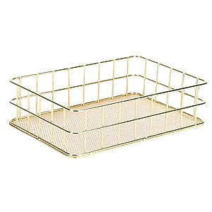 Wire Mesh Basket, Golden Iron Storage Basket Multifunctional Wire Mesh Desktop Storage Organizer for Home (Large Size)
