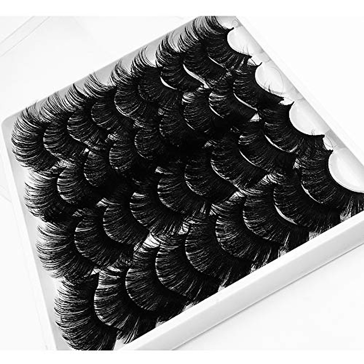 AMSDCN NEW 18pair Fluffy Lashes Mink Hair False Eyelashes 20mm-25mm 3d Lashes Dramatic Long Messy Natural Lashes Makeup Mink Eyelashes (MA03)