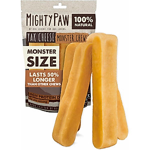 Mighty Paw Yak Cheese Dog Chews, 5oz, Natural Yak Chews for Dogs, Long-Lasting Yak Chew Treats, Odorless, Supports Oral Health, Monster Size, 4 Pack