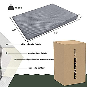 MeMoreCool 3 in 1 Bed Wedge Mattress Topper or Under Bed, 7 Inch Incline Mattress Elevator Base with Washable Knitted Cover, Ideal Wedge Mattress for Acid Reflux/Back Pain/Snoring, Grey, Queen