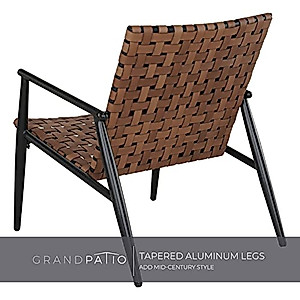 Grand patio Outdoor Aksel Series Conversation Chairs Set of 2 All Weather Wicker Patio Chairs with Powder Coated Aluminum Frame Bistro Set for Garden Backyard Balcony Brown