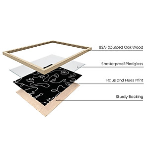 HAUS AND HUES Line Art Wall Decor - Wall Art Woman Silhouette Minimalist Line Art Female Poster Minimalist Art Wall Silhouette Female Figure Posters Black Face Collage (Framed Black 16x20)