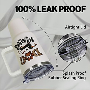 ZNYYZYBA Dog Mom Gifts for Women, Dog Mom Tumbler - Gifts for Dog Lovers, 40 oz Tumbler with Handle and Straw and Leak Proof Lid, Reusable Stainless Steel Dog Mom Mug