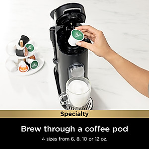 Ninja PB051 Pods & Grounds Specialty Single-Serve Coffee Maker, Compatible with K-Cups, Built-In Milk Frother, 6-oz. Cup to 24-oz. Travel Mug Sizes, Black (Renewed)