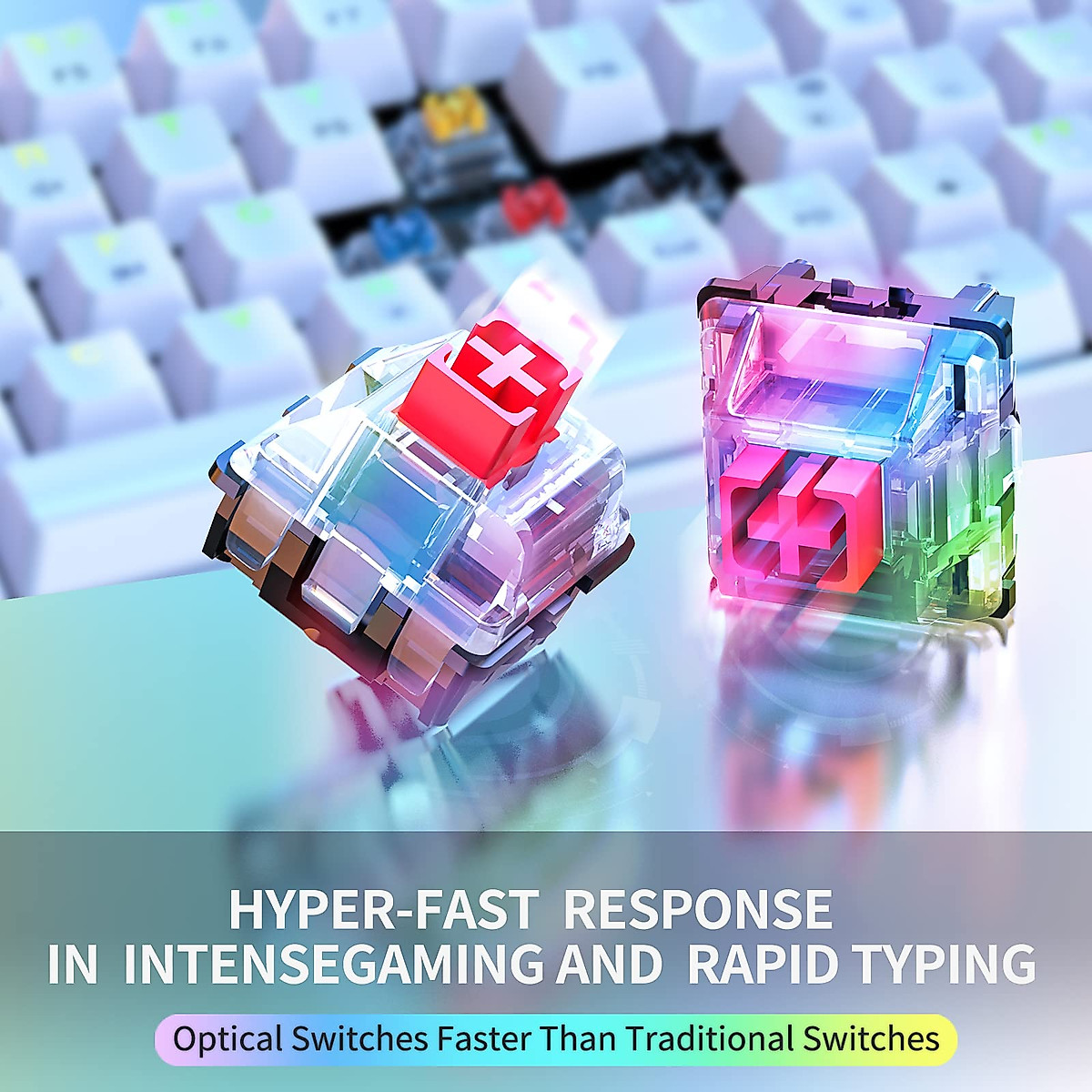 Punkston TH61 60% Mechanical Gaming Keyboard,RGB Backlit Wired Ultra-Compact Mini Mechanical Keyboard Full Keys Programmable White (Optical Brown Switch)