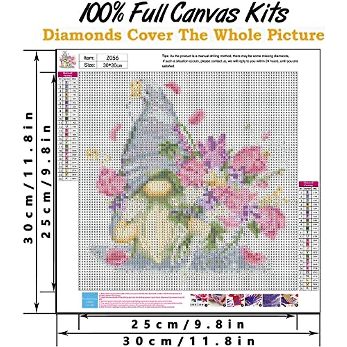 Gnome Flower Diamond Painting Kits,5D Diamond Painting Kits for Adults Kids DIY Diamond Art Kits Full Round Drill Diamond Dots Painting with Diamonds Gem Art and Crafts Gnome Home Decor 12X12inch