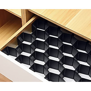 Natzerat Honeycomb Drawer Divider Suitable for bedroom underwear Socks Cosmetic storage locker sorting 8-piece drawer organizer (Black)
