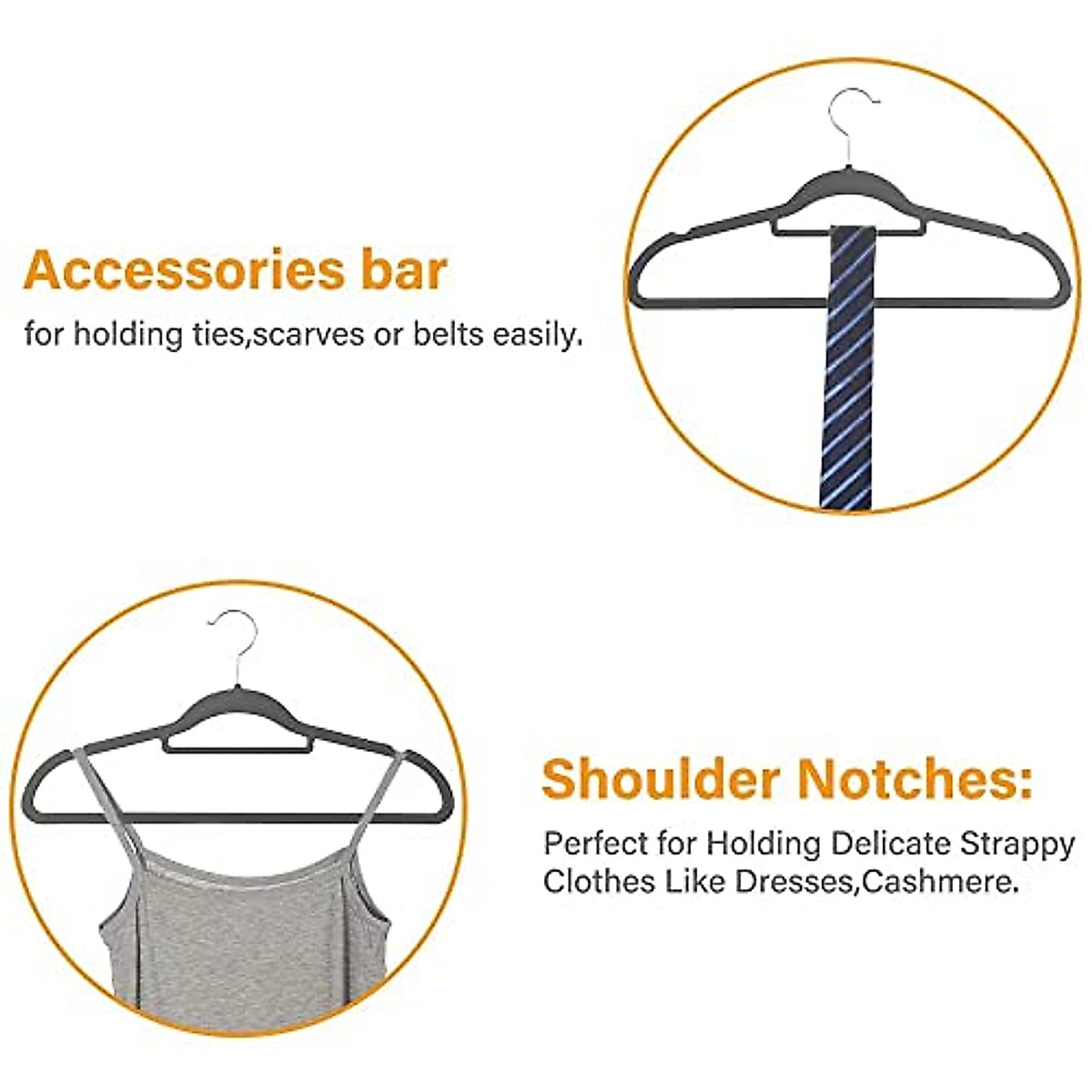 Premium Quality Space Saving Adult Size Clothes Hangers Non-Slip Felt Hangers, Sturdy Pink Hangers Heavy Duty Coat Hangers, Durable Suit Hangers for Space Saving, Pack - 30 PCS. (Grey)