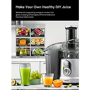 JUILIST Juicer Machines, 1000W Juicer Vegetable and Fruit with 3.2" Wider Mouth Food Chute, Easy to Clean, Large Power（1300W Peak）Juicer Extractor, 4S Fast Juicing & 2 Speeds Setting, Silver