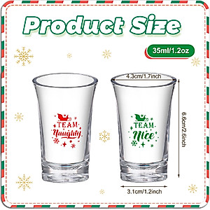 Set of 12 Christmas Shot Glasses 1.2 oz Holiday Cocktail Glasses Acrylic Christmas Shot Cups Green Red Team Naughty Team Nice Cups Novelty Acrylic Stemless Wineglass Party Shot Cups for Drinking Gift