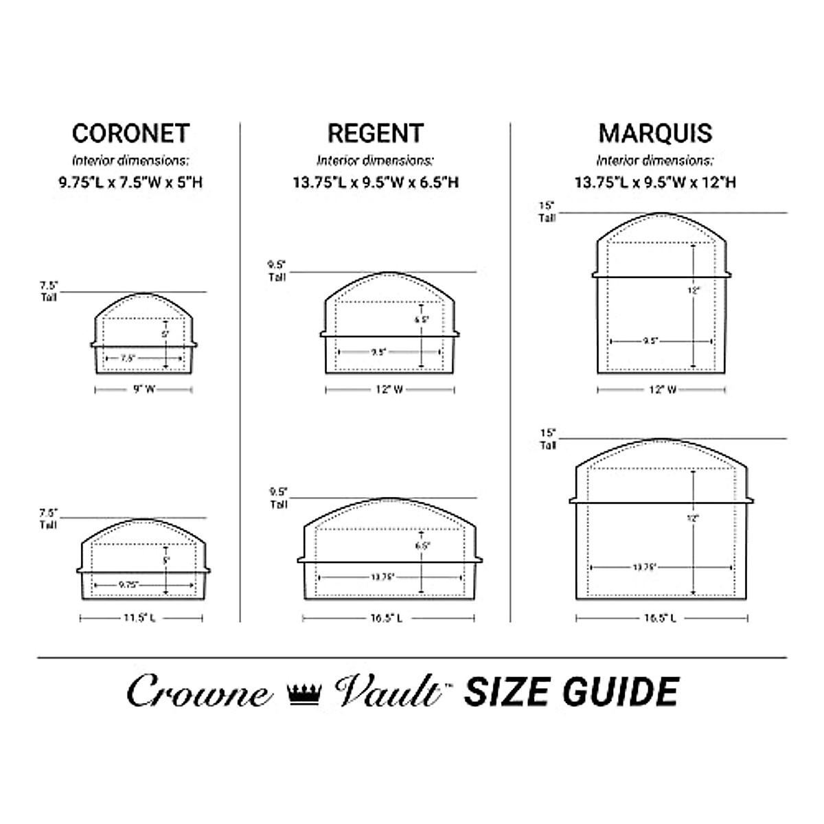 Crowne Vault Companion Burial Urn Vault | Outer Container to Hold Two Urns for Cremation Ashes for Ground Burial | Made in The USA (Marquis, Granite Grey)