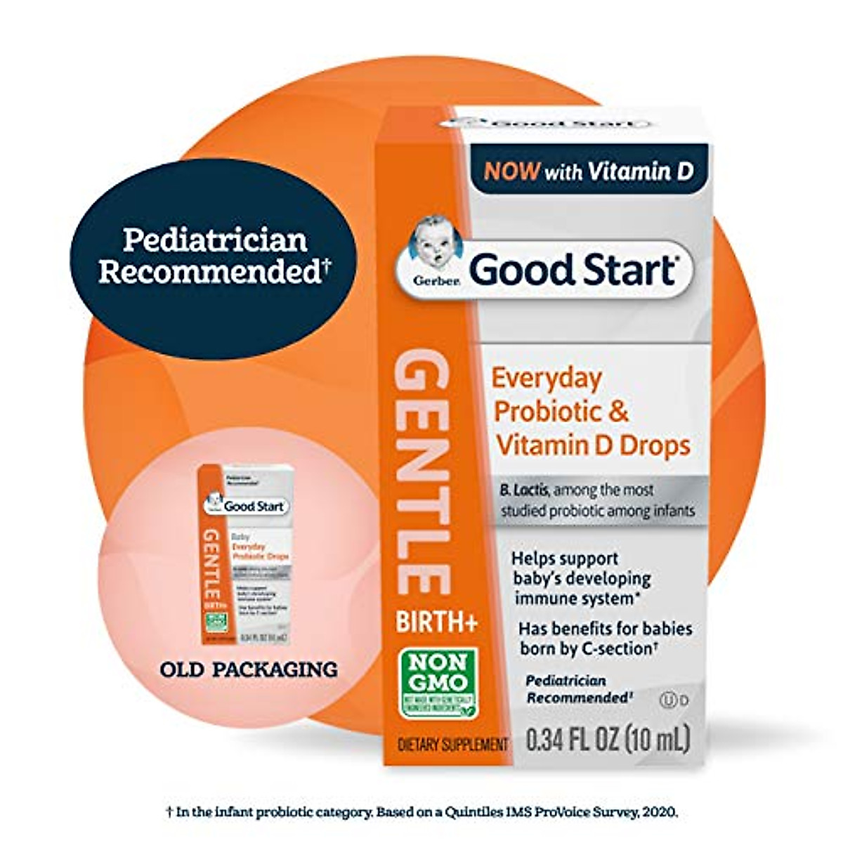 Gerber Good Start Baby Probiotic Drops with Vitamin D, Gentle, 0.34 Ounce
