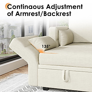 YOUDENOVA 25'' Modular Storage Ottoman Sectional Sofa Module Free Reversible Chaise Couch Convertible Ottoman Free Configuration Ottoman, Beige