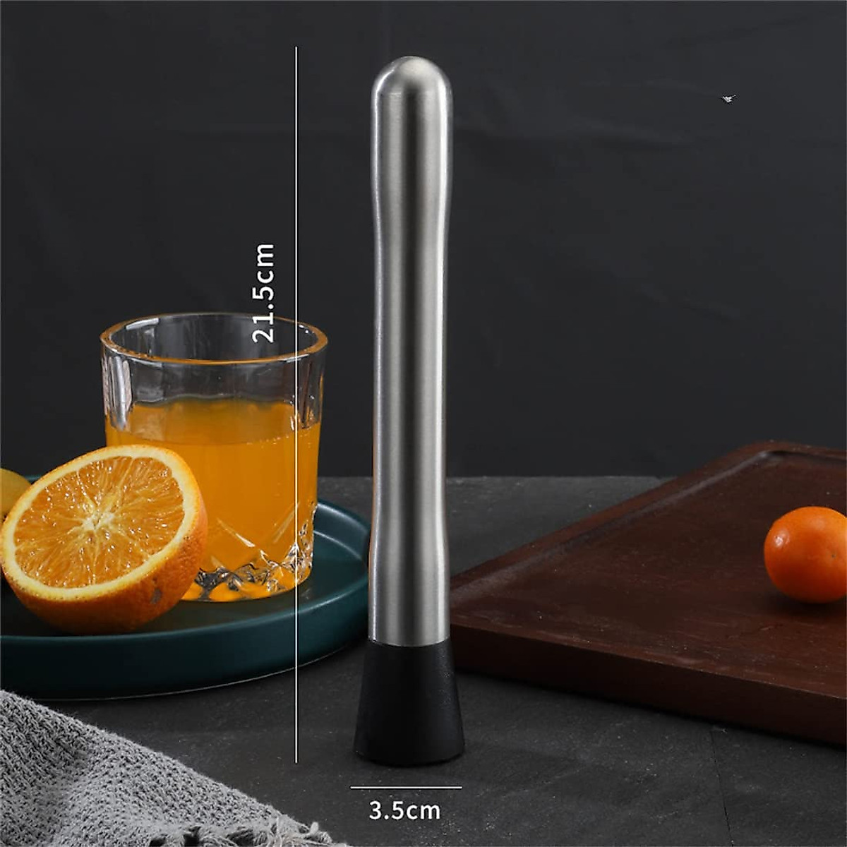 InfantLY Bright Stainless Steel Cocktail Muddlers With Grooved Nylon Head, Professional Bar Accessories - Create Delicious Fruit Based Drinks