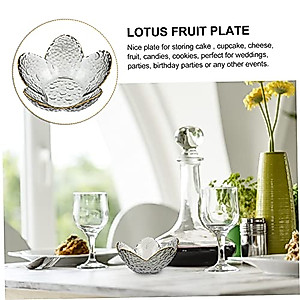 NOLITOY 1pc salad bowl candy japanese trifle bowl glass pasta container Appetizer Serving Bowl home Glass Dessert Container Salad Storage Tray Food Serving Plate Lotus Fruit Bowl tableware