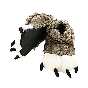 Wolf Paw Kid Slippers by Lazy One, Gray, Medium(kids13-3)