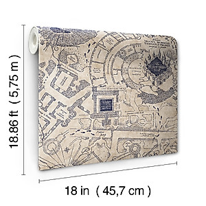 RoomMates RMK12436RL Blue Harry Potter Marauder's Map Peel and Stick Wallpaper
