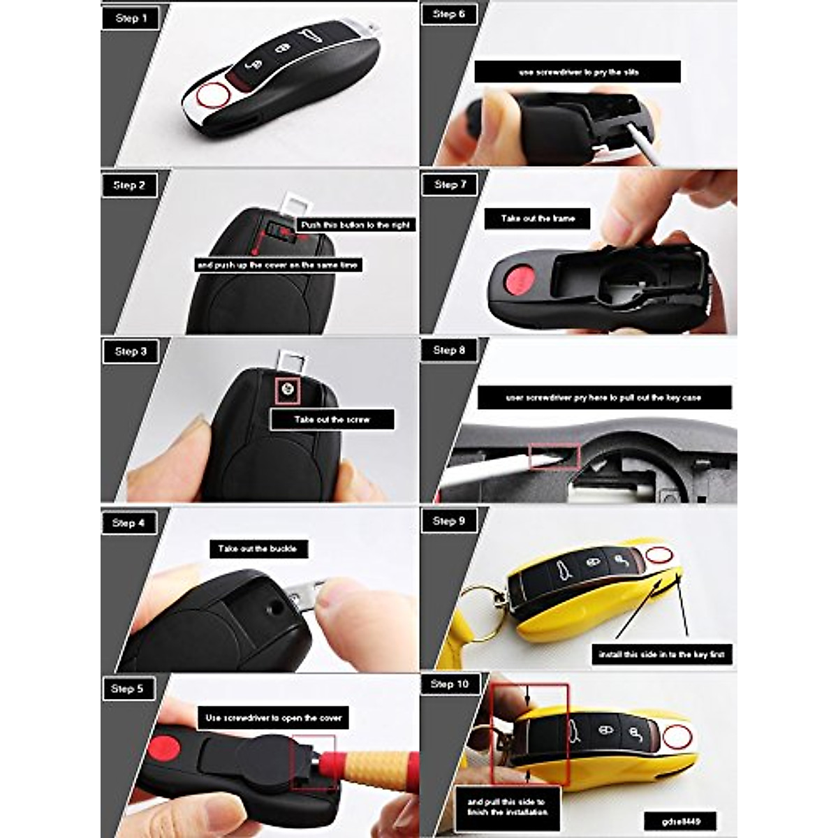 iJDMTOY Direct Replacement Black Carbon Fiber Pattern Key Fob Side Panel Trims Compatible with Porsche Cayenne Panamera Macan 911, etc