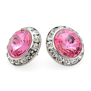 PammyJ Pink 20mm Crystal Framed Post Earrings