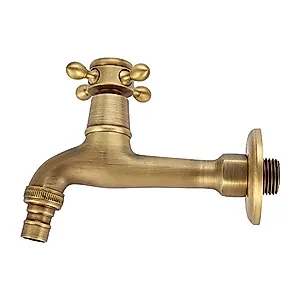 Vintage Solid Brass Single Handle Faucet Washing Hine Faucet Wall Mounted Water Tap Laundry Utility Room Sink Faucets(1#)