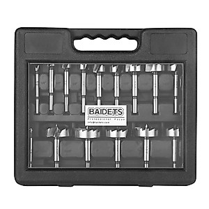 BAIDETS Forstner Bit Set 16Pcs - Forstner Bit Wood Drilling, Forstner Drill Bit with Center Positioning